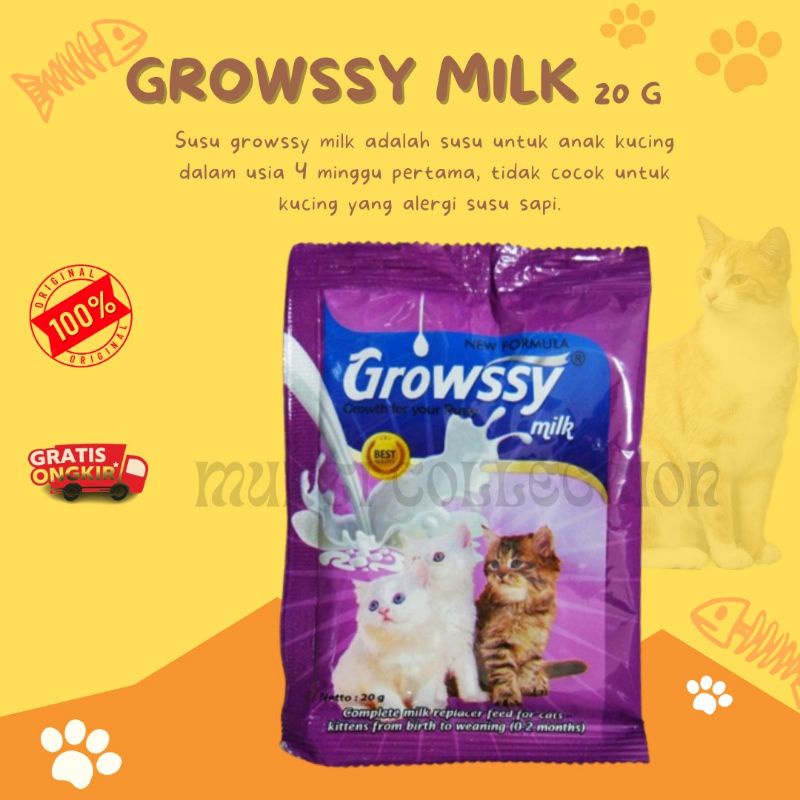 Jual Susu Kucing Kitten Bayi GROWSSY Growsy Milk Cat 20 Gram | Shopee ...