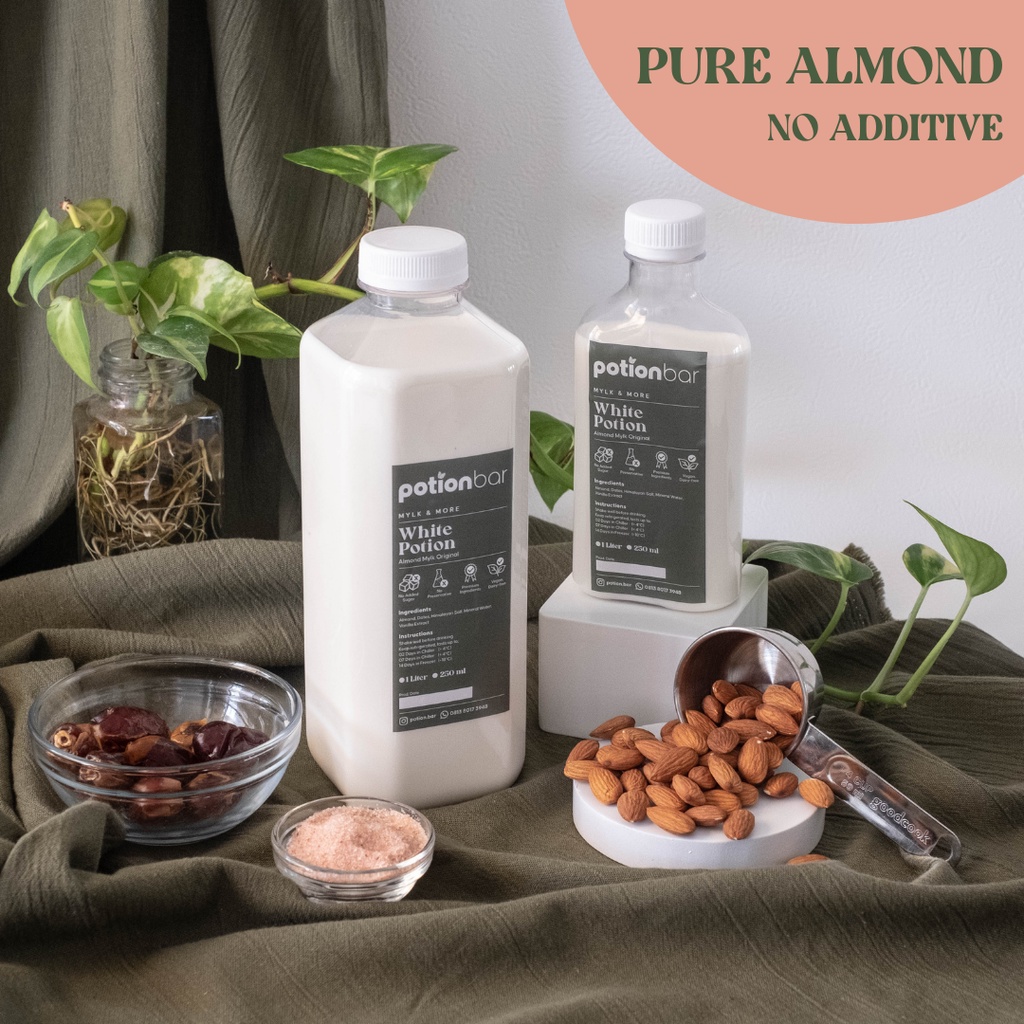 Jual White Potion - Pure Almond Milk - 250 mL, 500 mL & 1000 mL ...