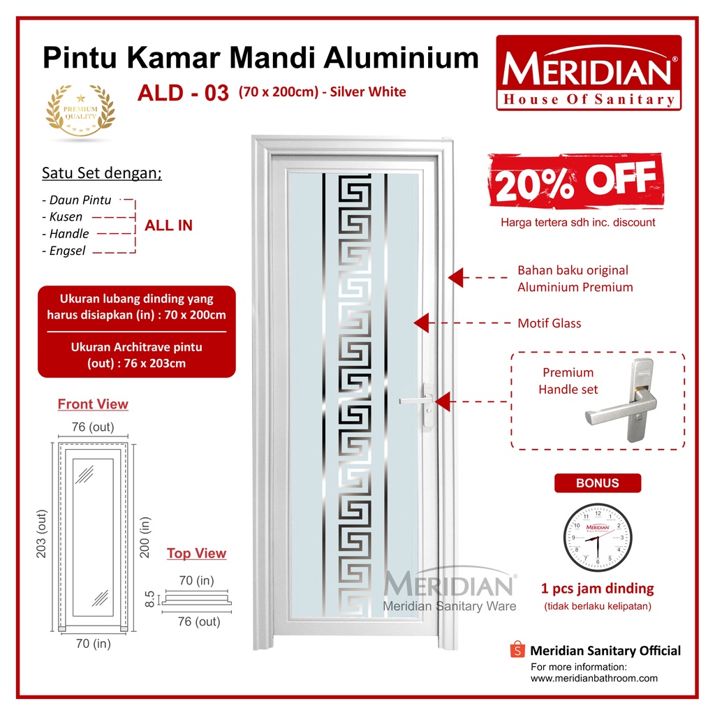 Jual Pintu Aluminium Kamar Mandi MERIDIAN - ALD 03 Indonesia|Shopee ...