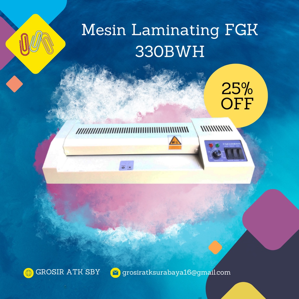 Jual Mesin Laminating Ukuran A3 / Laminator Machines Bright Office FGK 330 BWH (With Handle Knob ...