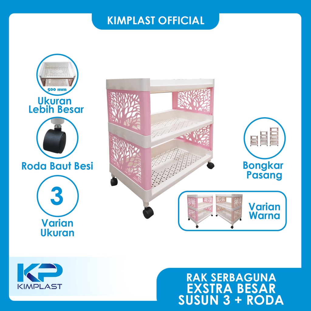Jual KIMPLAST Rak Serbaguna Ekstra Besar Susun 3 + Roda / Rak Portable ...