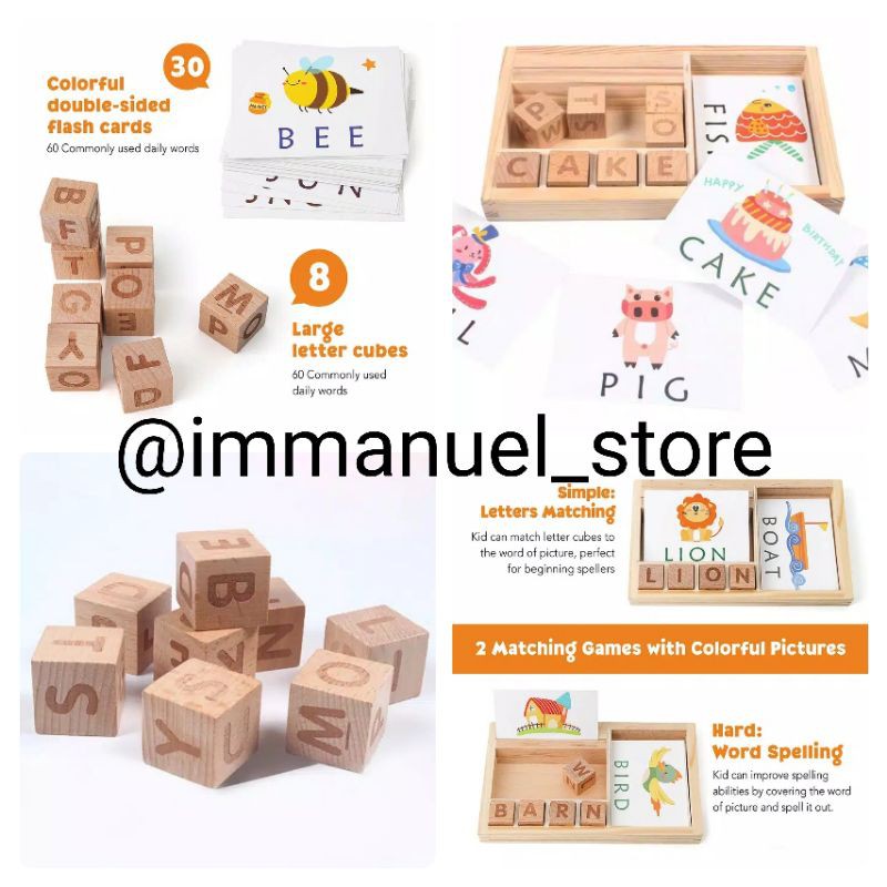 Jual Board Game Wooden Alphabet Wooden Toys Spelling Board Mainan ...