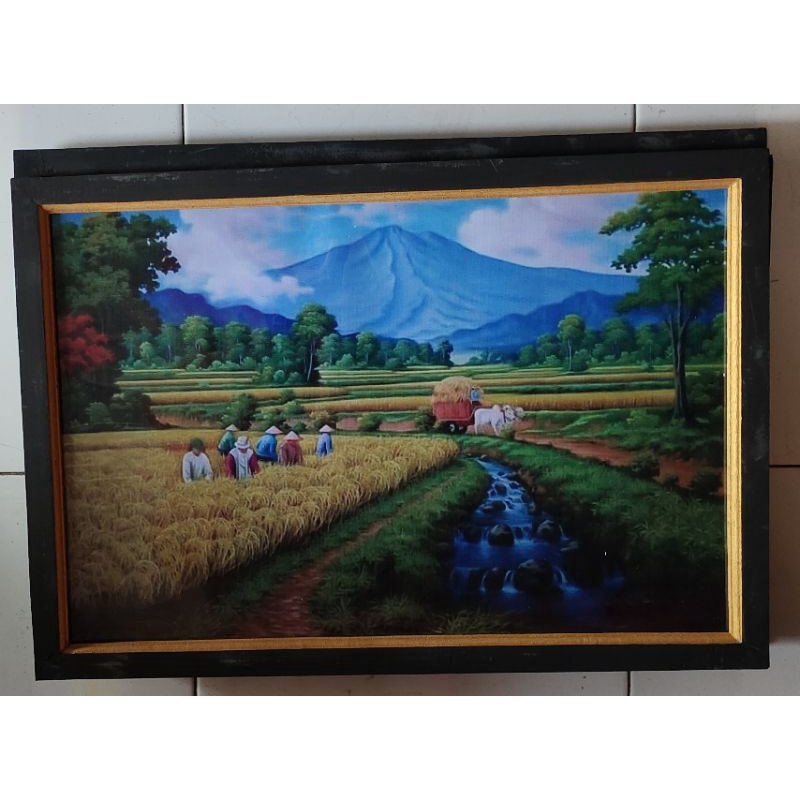 Jual hiasan dinding lukisan cetak pemandangan sawah dan gunung plus ... Jual hiasan dinding lukisan cetak pemandangan sawah dan gunung plus ...