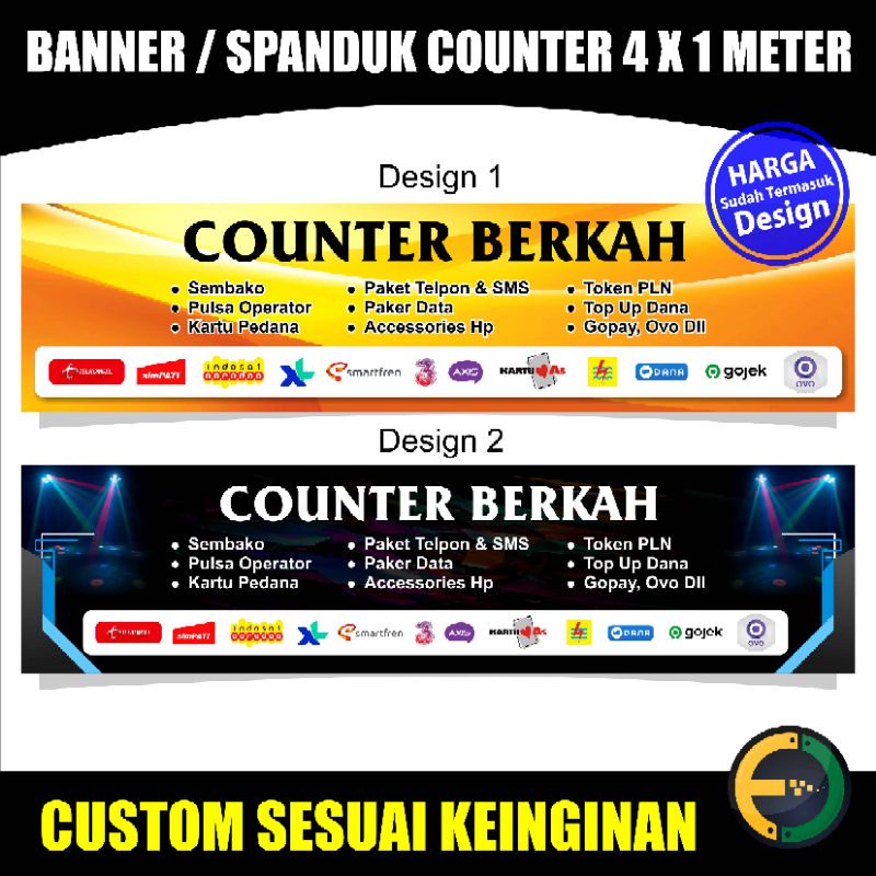 Jual CETAK BANNER COUNTER 4 X 1 METER / BISA CUSTOM SESUAI KEINGINAN ...