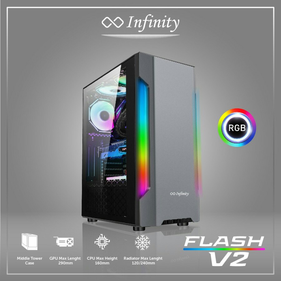 Jual CASING INFINITY FLASH V2 Tempered Glass - ATX, mATX Gaming Case ...