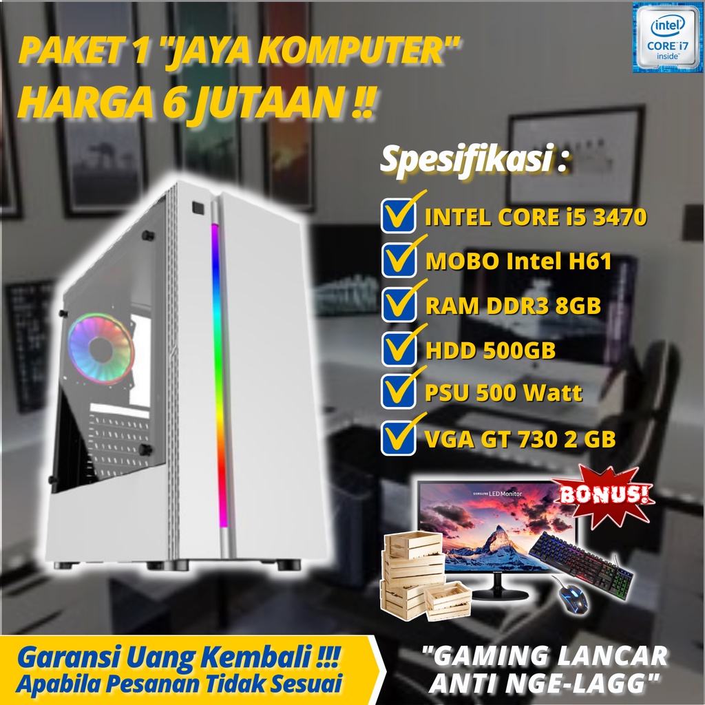 Jual Pc Computer Gaming full Set Murah Harga 6 Jutaan Indonesia|Shopee ...