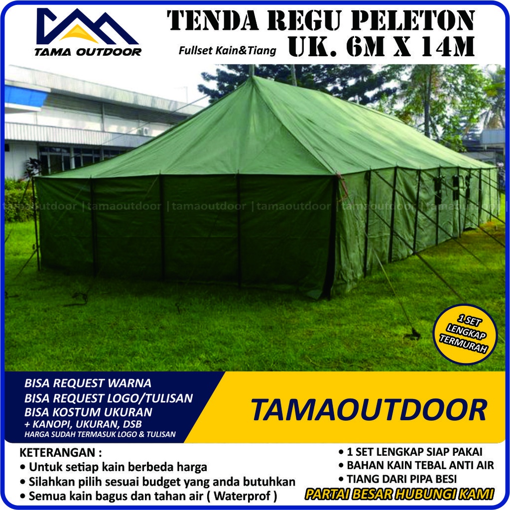 Jual Tenda Regu Peleton - Uk 6M x 14M Perkemahan TNI Militer | Shopee ...