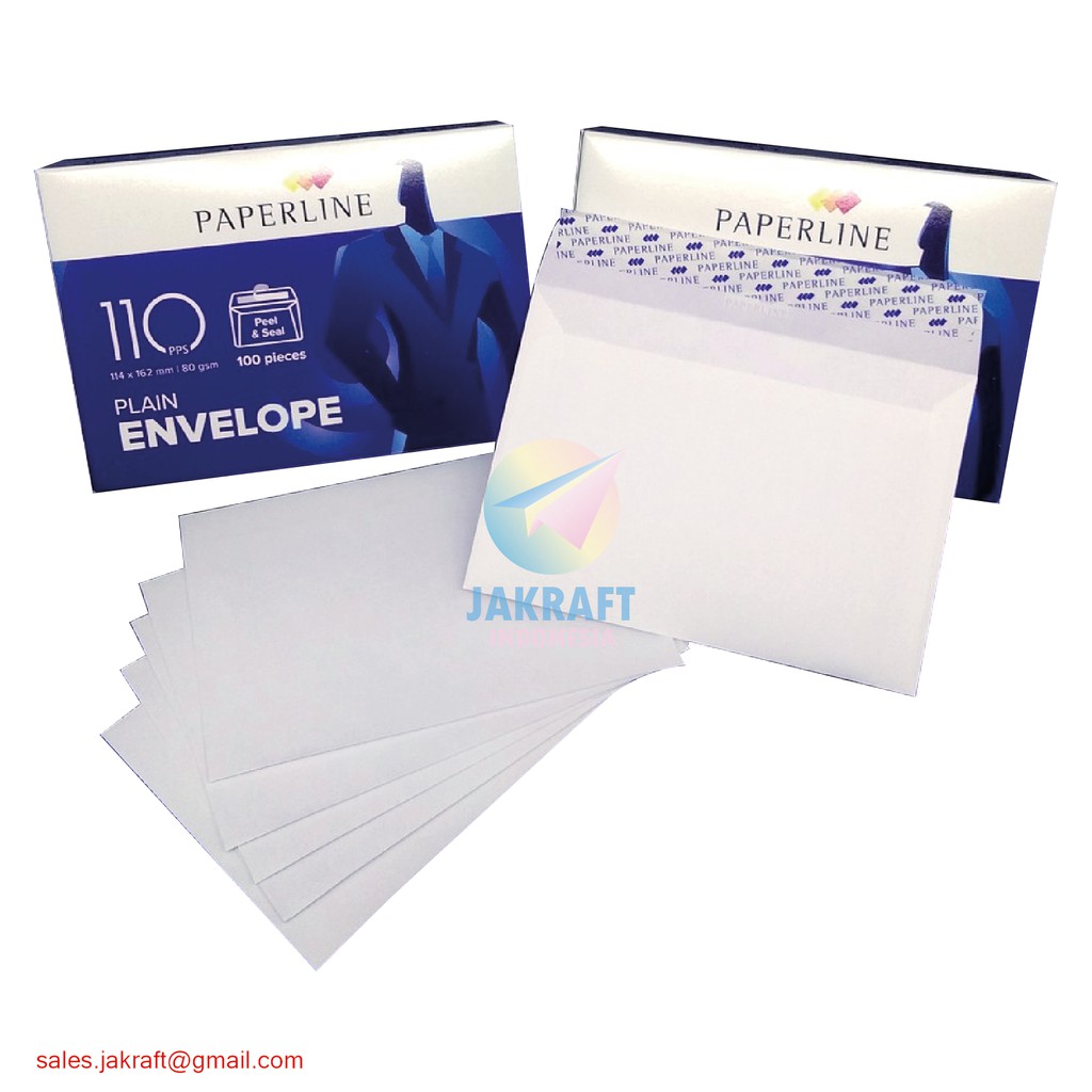 Jual (100 Pcs) Amplop Putih Polos PAPERLINE 110 PPS Ukuran Sedang 114 x 162 mm Tebal 80 Gsm ...