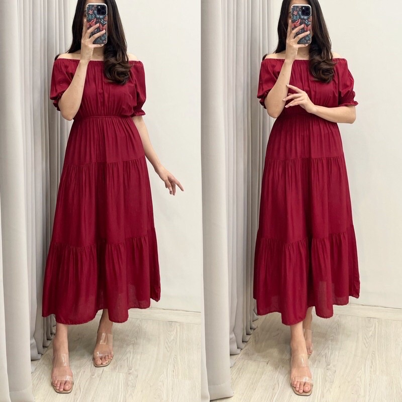 Jual SABRINA DRESS RUFFLE KEKINIAN / LONG DRESS REMPEL / DRESS PANJANG ...