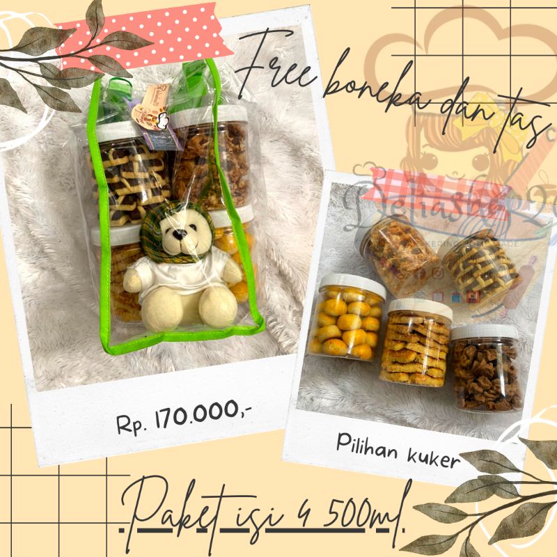 Jual kue kering kuker kue lebaran paket hempers hampers 4in1 ukr 500ml ...