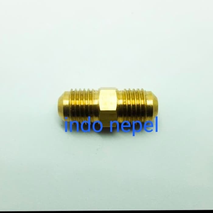 Jual double nepel 1/4 sae ac drat kuningan flareless pipa sambungan pipa | Shopee Indonesia