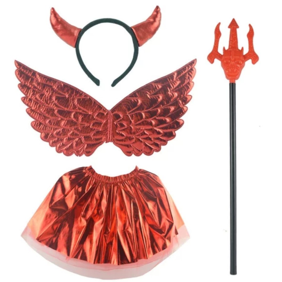 Jual Kids Red Demon Wing set 4in1 Red Devil Costume headband Wing halloween | Shopee Indonesia