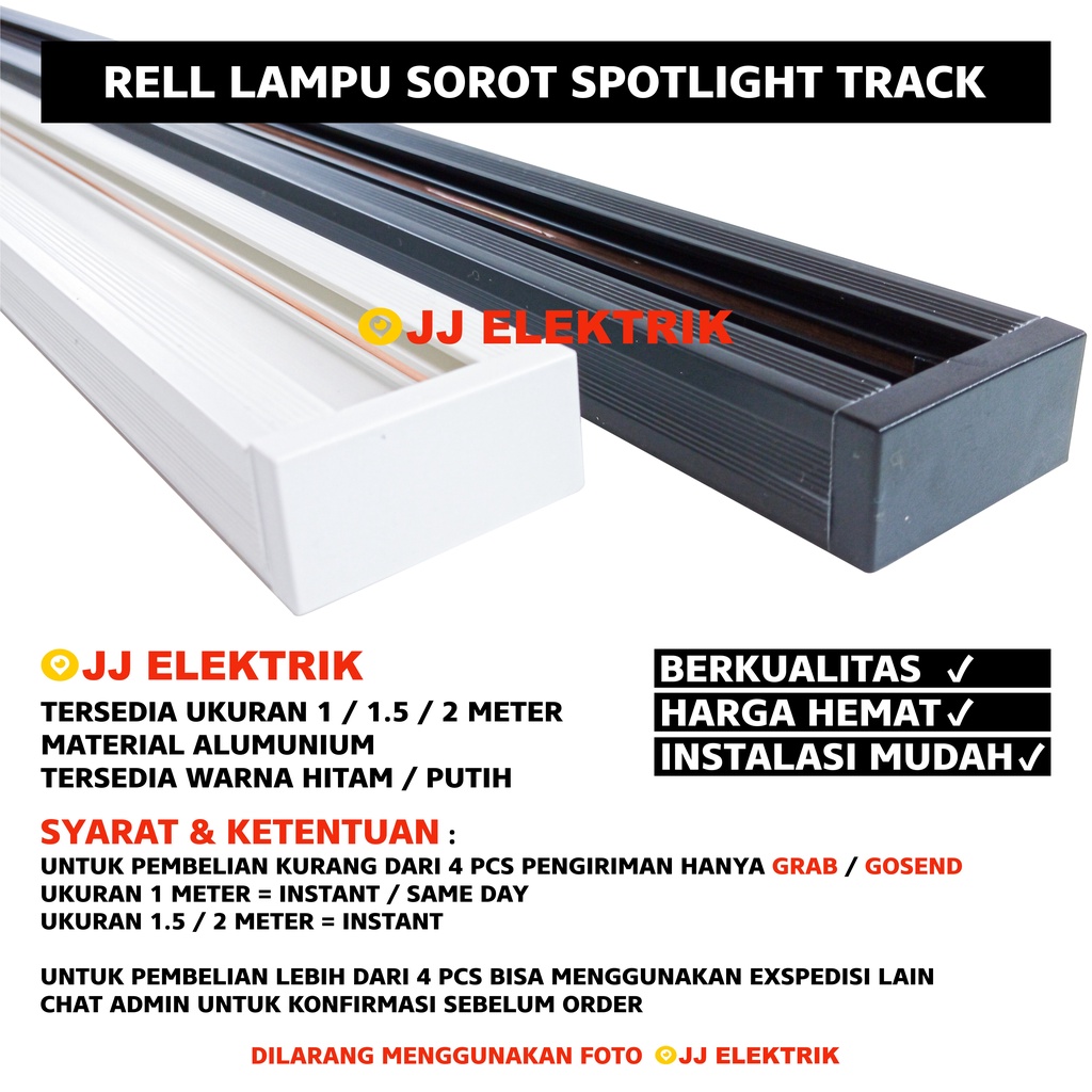 Jual Rell Track Light Lampu Sorot Rel Spotlight 1M 1 Meter Hitam Putih ...