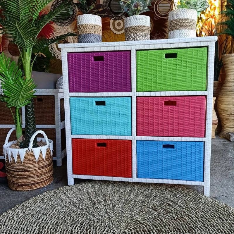 Jual Lemari Rak Laci Rotan Sintesis 6 Atas Rak serbaguna | Shopee Indonesia