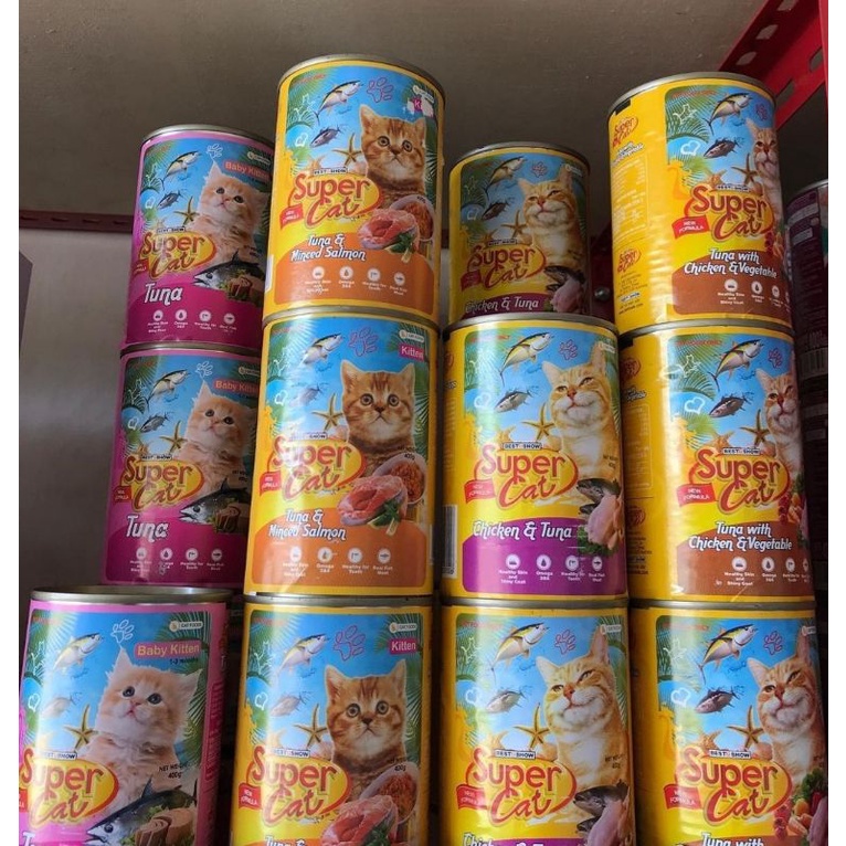 Jual Wetfood Kaleng 400g Super Cat Baby Kitten & Adult ( Tuna,Chicken ...