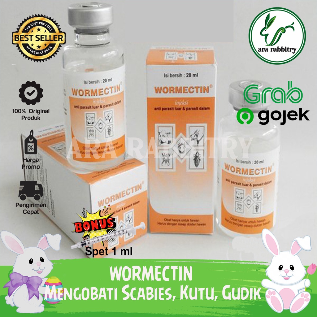 Jual WORMECTIN 5 ML, 20 ML OBAT SCABIES GUDIK JAMUR PARASIT KELINCI ...