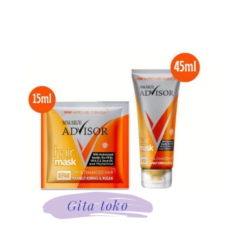 Jual Makarizo Advisor Hair Repair Mask Tube 45ml / Sachet 15ml Hair ...