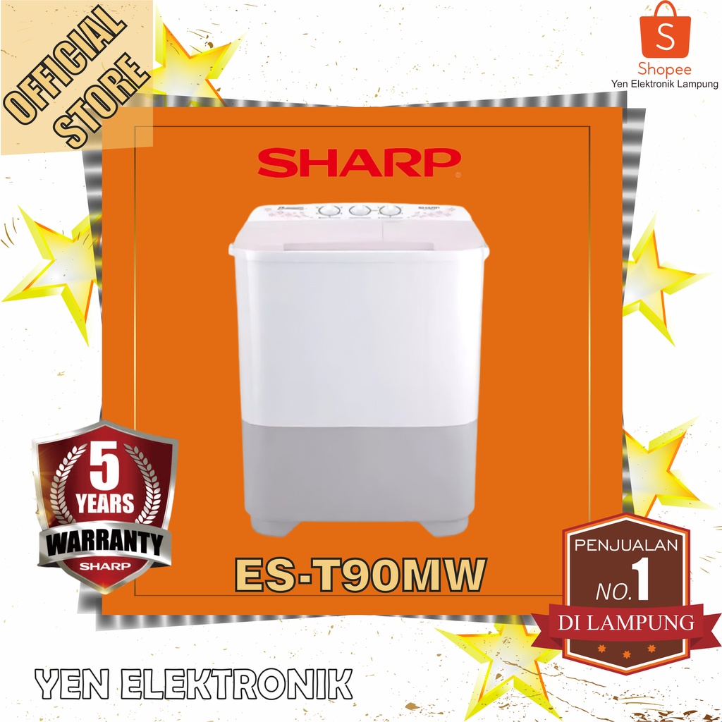 Jual Mesin Cuci Sharp EST 90MW 2 Tabung 8Kg Pure Magic Garansi Resmi ...