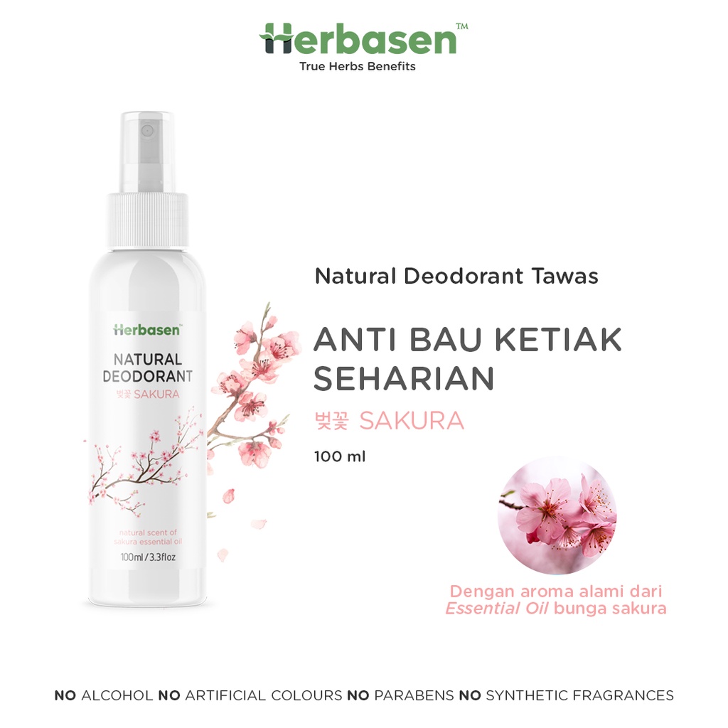 Jual Herbasen Natural Deodorant Spray Non Alkohol Cherry Blossom ...