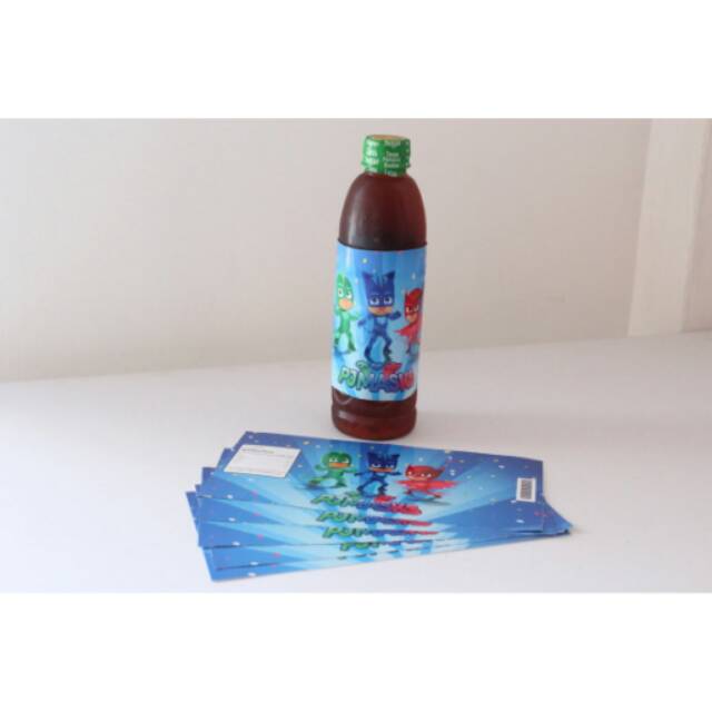 Jual Label minuman botol / label teh puc*uk harum karakter PJMASKS ...