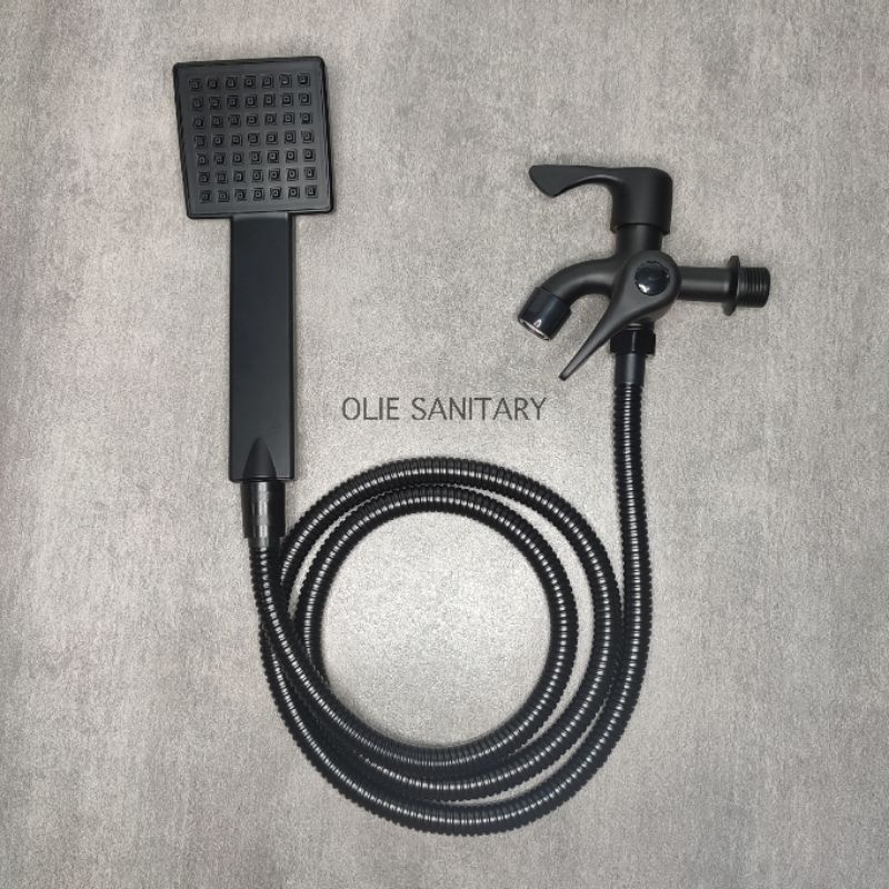 Jual Paket Set Hand Shower Kran Cabang Hitam Minimalis | Shopee Indonesia