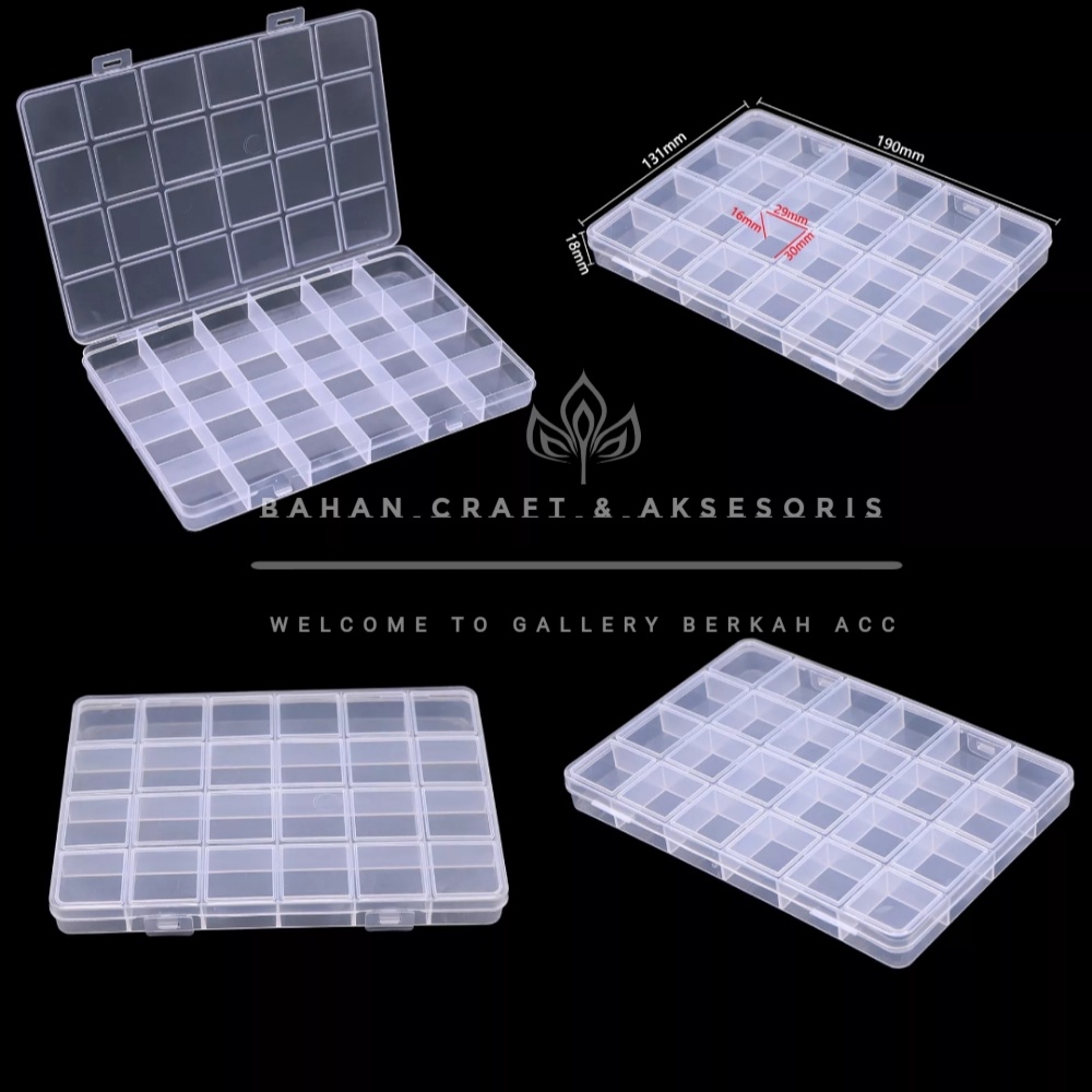 Jual Kotak Penyimpanan Manik Manik Sekat Box Storage 24 Sekat Permanen ...