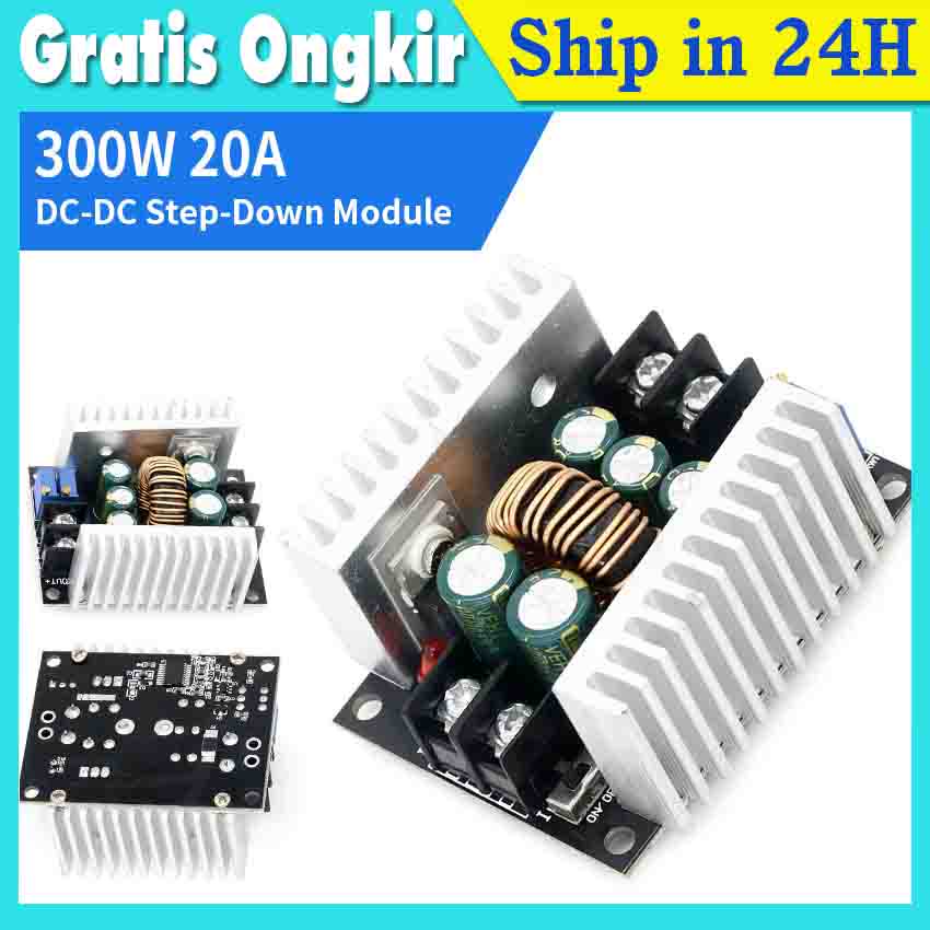 Jual 20A 300w Modul Step Down CC CV converter Buck Power Supply Driver ...
