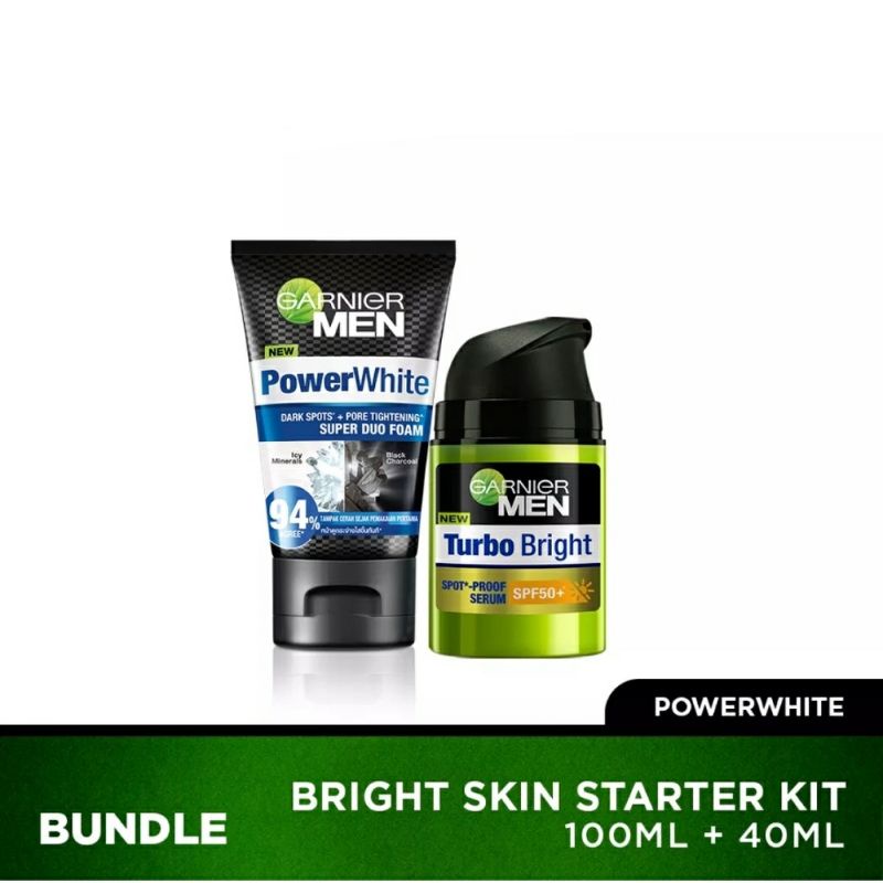 Jual Paket Garnier men Turbo Brightening Serum SPF 50 40ml + Foam 100ml Pencerah Pria | Shopee ...