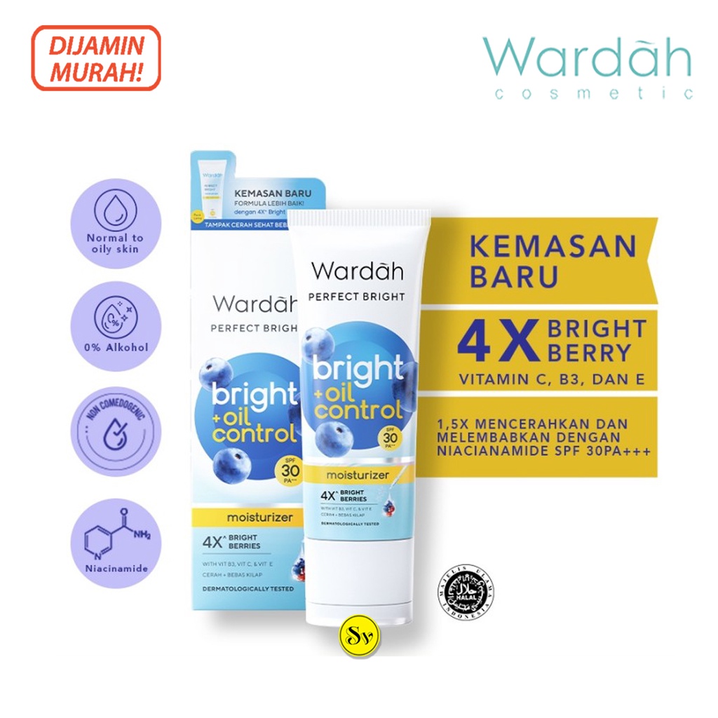 Jual Wardah Perfect Bright Moisturizer Bright+Oil Control SPF 30 PA ...