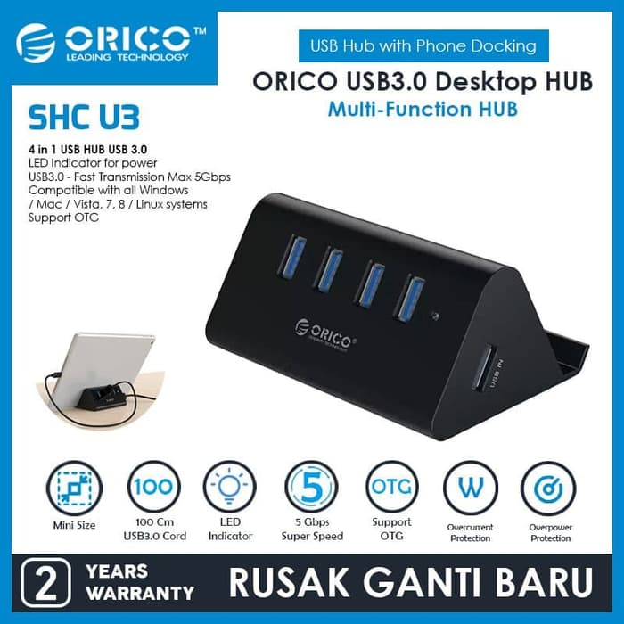 Jual ORICO SHC-U3 4 Port USB3.0 HUB with Phone & Tablet Stander ...