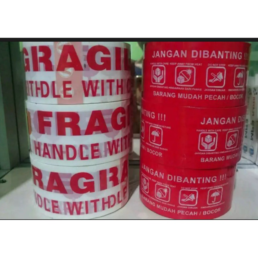 Jual Plakban Fragile Merah Putih Jangan dibanting Lakban Fragile ...