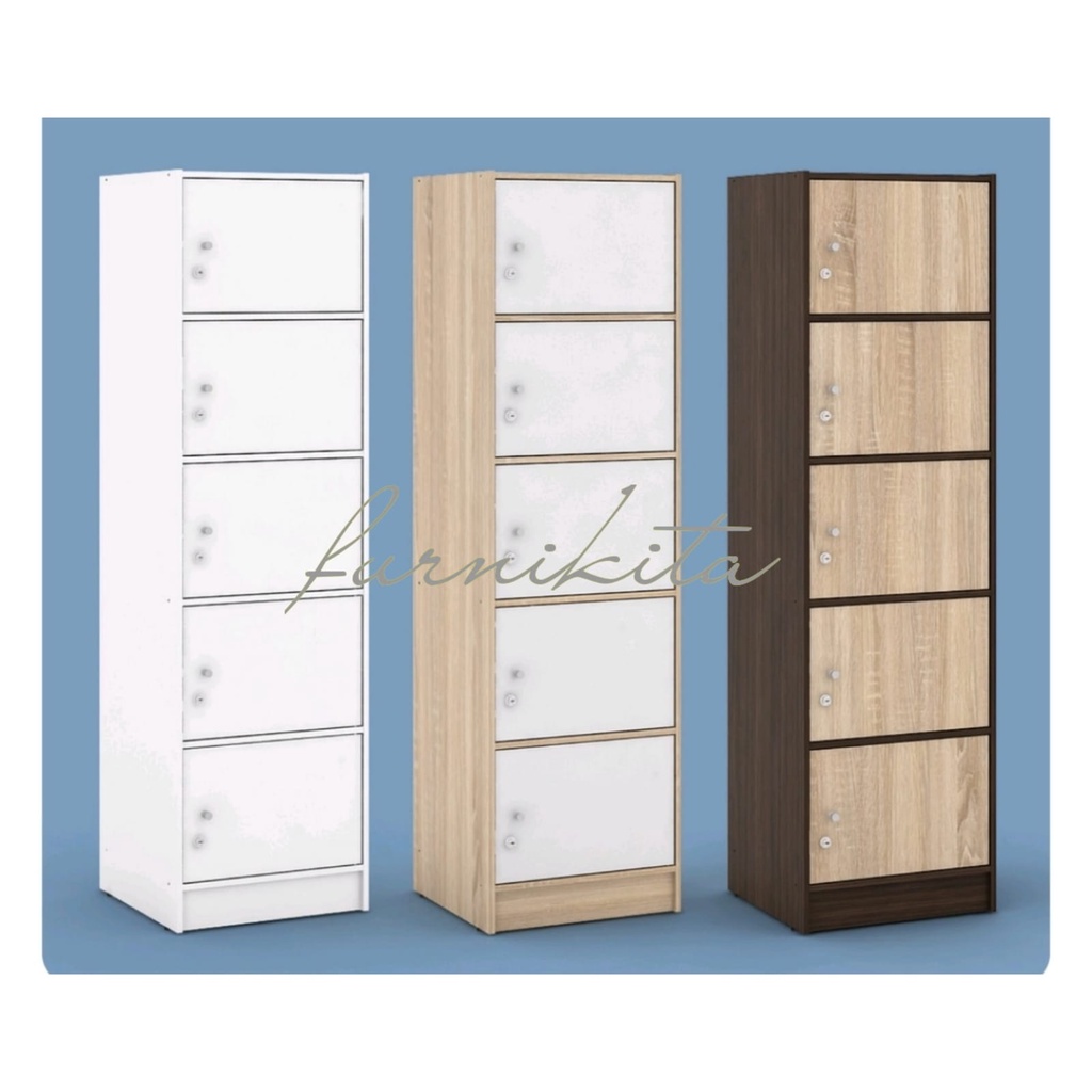 Jual JTR - LEMARI KABINET BUKU SERBAGUNA SUSUN 5 FULL KUNCI KAYU RAK ...