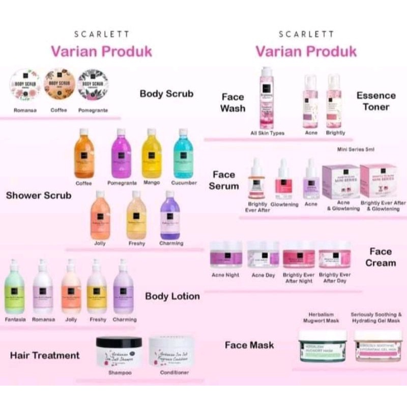 Jual SCARLET ORIGINAL 1 PAKET WAJIB ISI CATATAN KETIKA CHEKOUT VARIASI ...
