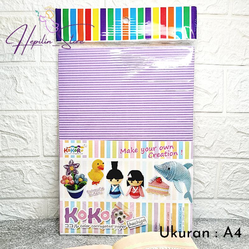 Jual Kokoru Fluted Paper A4 1 Pack ( 8 Lembar Warna Warni ) Include ...