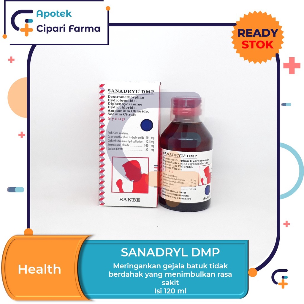 Jual Sanadryl DMP Sirup Obat Batuk Tidak Berdahak isi 120ml | Shopee ...