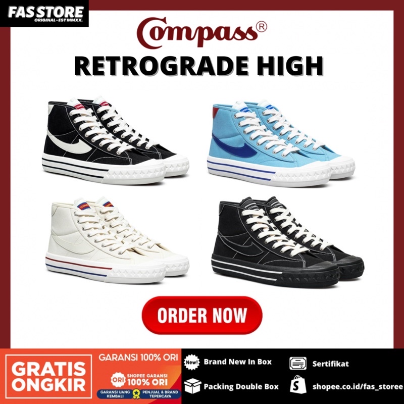 Jual [ORIGINAL] SEPATU COMPASS RETROGRADE HIGH BLACKWHITE / CREAM ...