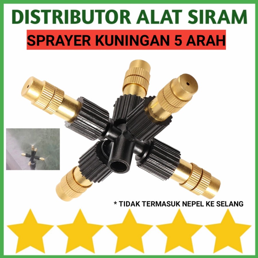 Jual MIST NOZZLE 5 WAY SPRAYER KUNINGAN HEAD MISTING SPRAY NEPEL 5 ARAH ...
