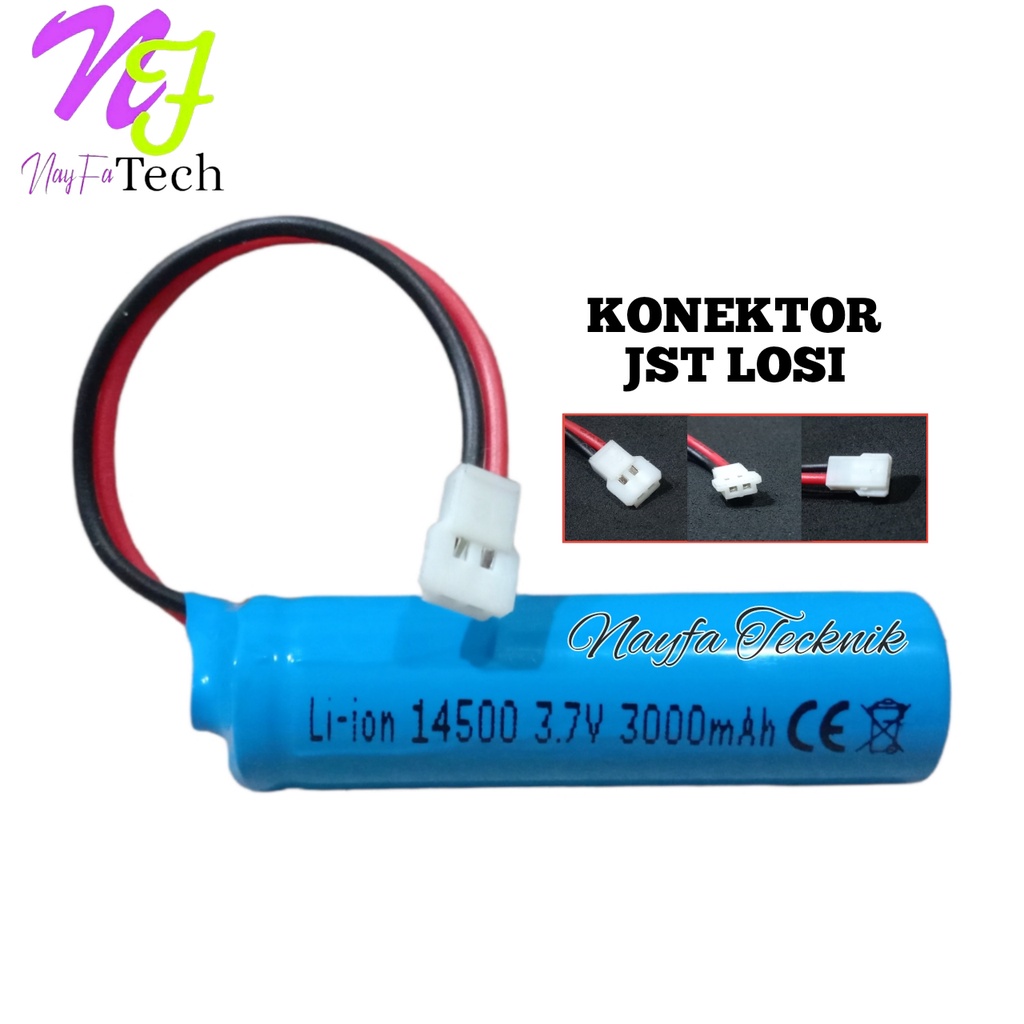 Jual Baterai RC/ Baterai Drone & Remot Control Lainnya 1x 14500 3000mAh 3.7V Konektor JST LOSI ...