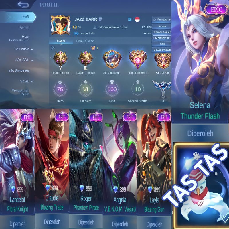 Jual RECALL TAS" SALJU, EPIC LIMIT SELENA, EPIC LANCELOT, ROGER, CLAUDE ...