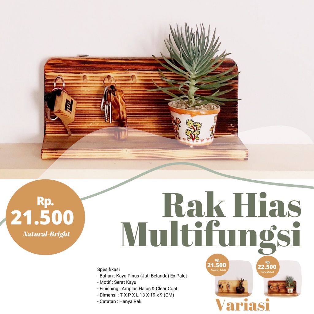 Jual Rak Dinding Hias Multifungsi / Tempat Kunci & Bunga / Rak Bunga ...