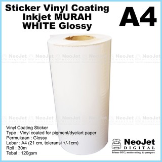 Jual Paket Sticker Vinyl Inkjet White Laminasi Matte Doff 100 gsm A4 ...