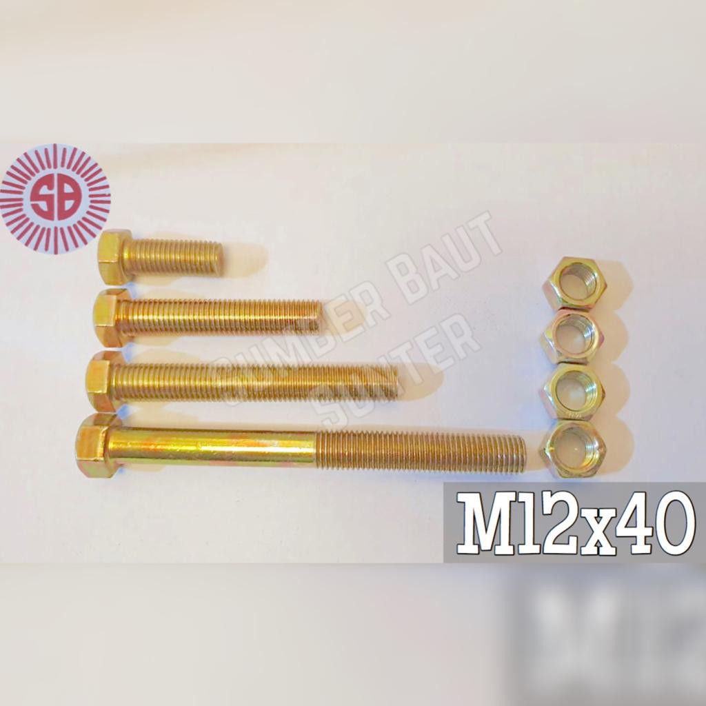 Jual M12x40 Baut Mur Hexagon Kuning BMK Hex 12x40 Kunci 17 Galvanis ...