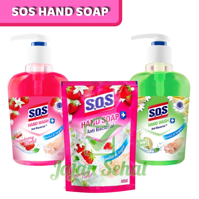 Jual Sos Hand Soap Fragrance Anti Bacterial 300ml (Refill) & 400ml ...