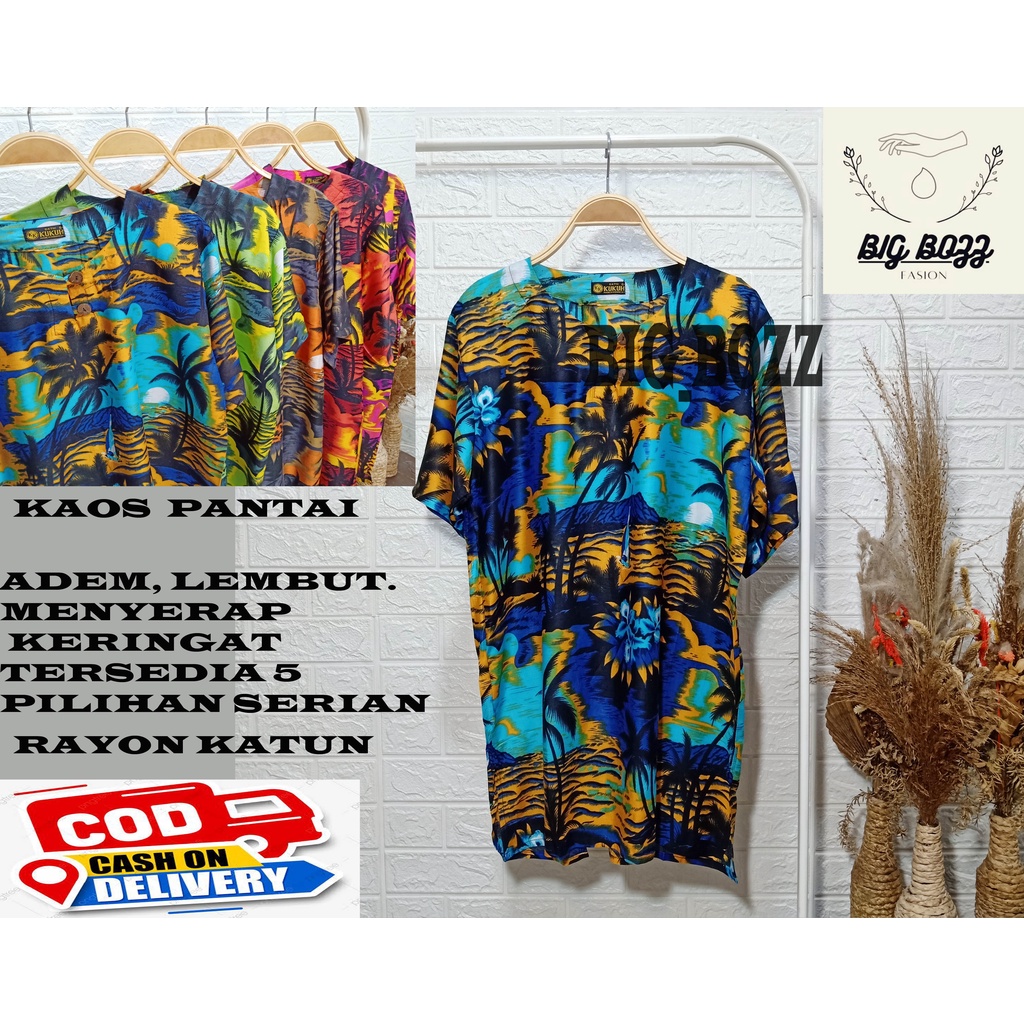 Jual BIGBOZZ - COD - BAJU KATUN MOTIF PANTAI KELAPA PRIA DAN WANITA ...