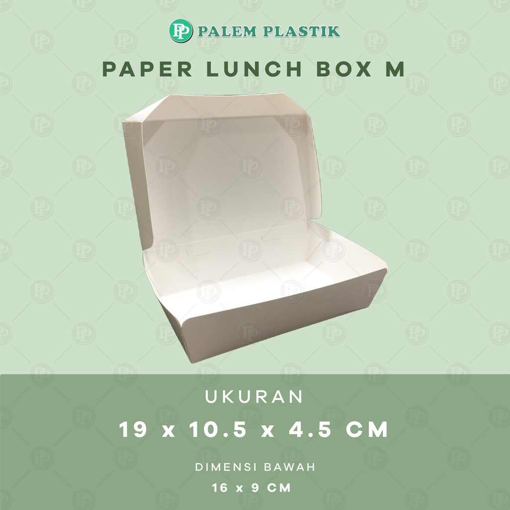 Jual PAPER LUNCH BOX / KOTAK MAKAN KERTAS / CONTER PACK M PUTIH (MIN ...