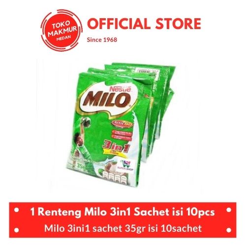 Jual 1 RENTENG MILO 3 IN 1 SACHET 35GR ISI 10 SACHET | Shopee Indonesia