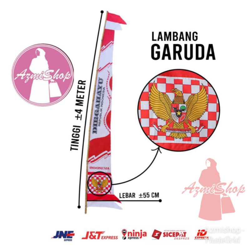 Jual Bendera Umbul-umbul Jumbo 4 Meter Full Sablon Garuda Dirgahayu Grade A | Shopee Indonesia