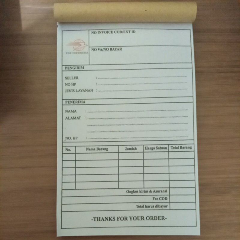 (DISKON!!!) Nota Invoice COD POS 2021 || LOGO BERWARNA | Shopee Indonesia