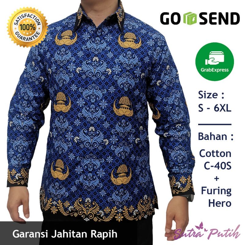 Jual Batik Korpri Kerah Hitam Furing Pria-Batik Korpri Pria | Shopee Indonesia
