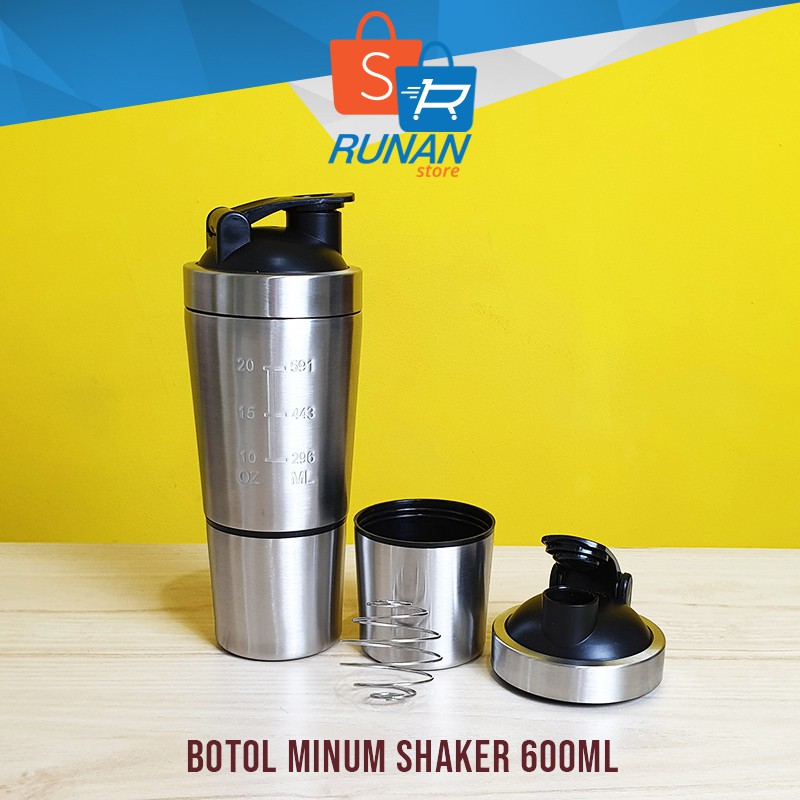 Jual Bottle Shaker Gym Thermos 600ml Stainless Botol Susu Protein ...